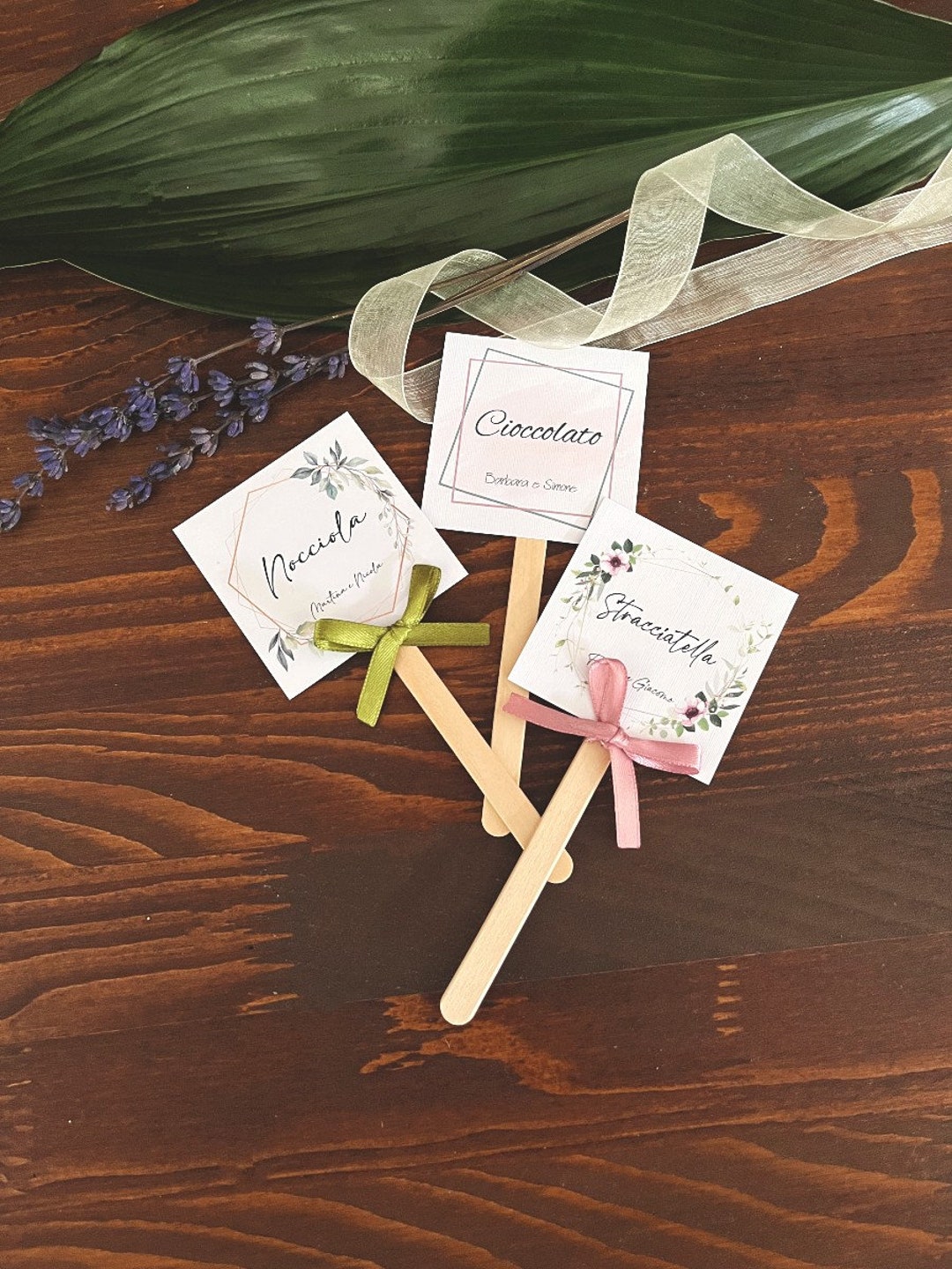 Marqueur de goût de confettis de mariage, bâton en bois, table dragée ...