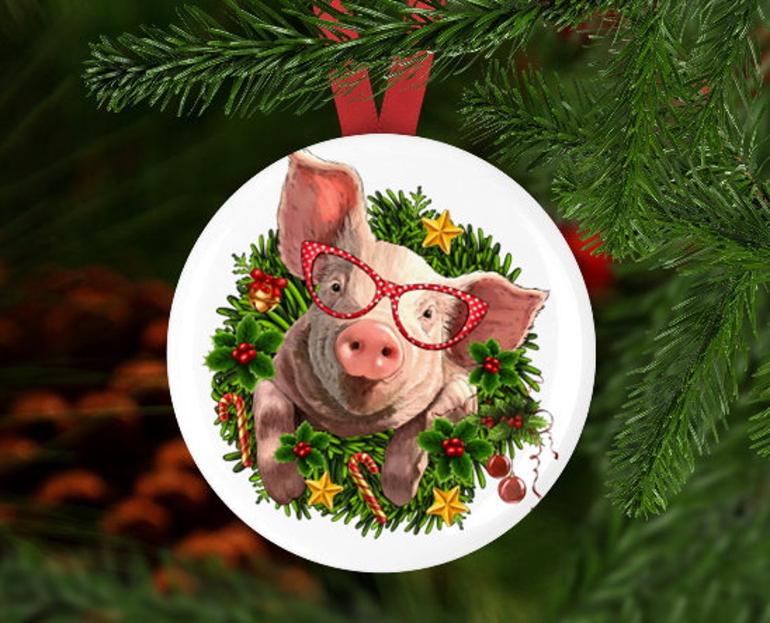 Pig Christmas Ornament, Pig Ornament, Pig Gift, Christmas Ornament, Pig ...