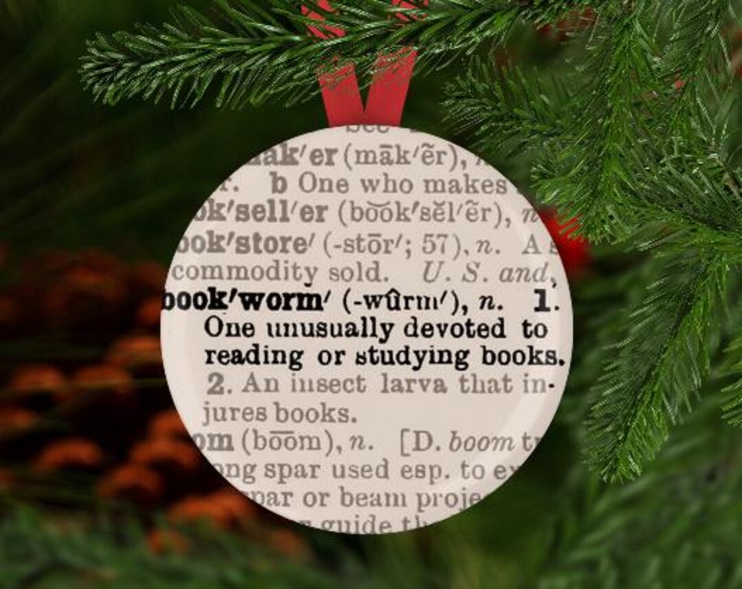 Christmas Ornament, Bookworm Ornament, Bookish Gift, Literary Ornament ...