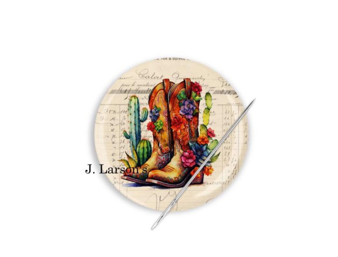 Cowboy Needle Minder, Western Needle Minder, Boots Needle Nanny Cross ...