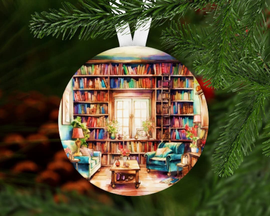 Library Ornament, Literary Christmas Ornament, Librarian Gift, Book ...