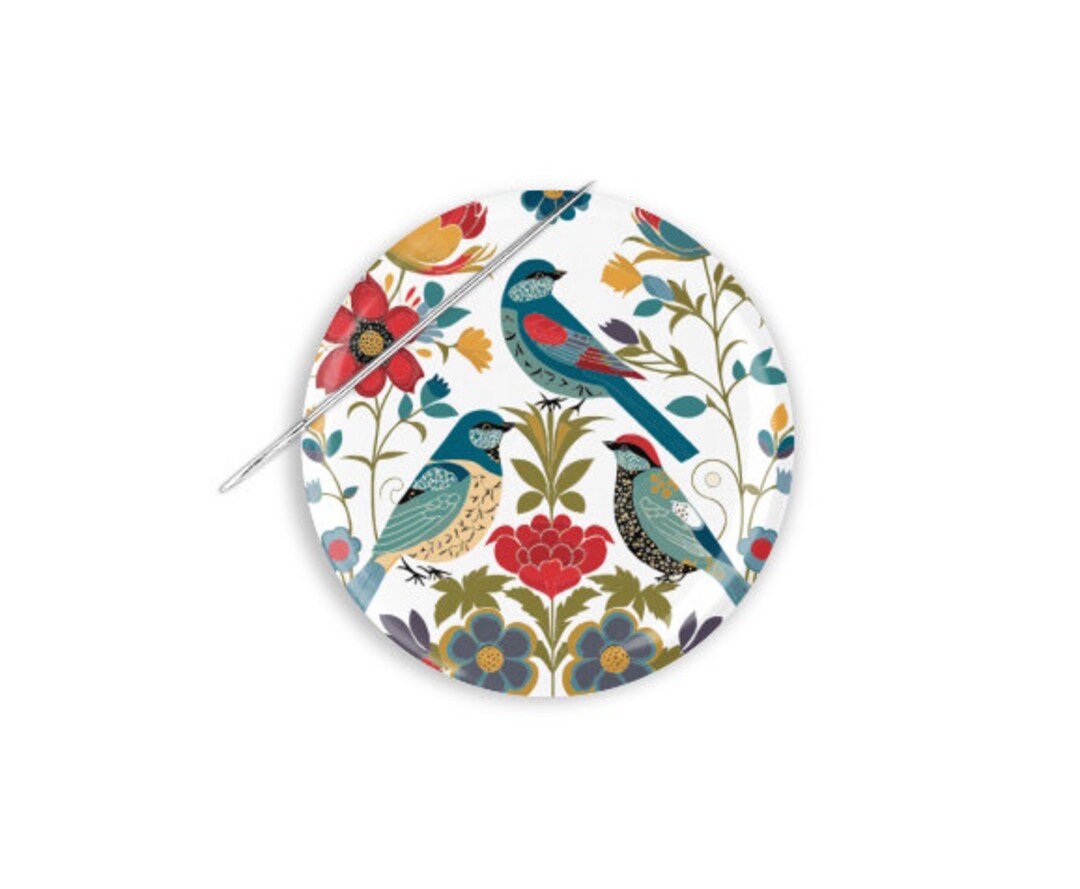 Needle Minder, Folk Art Birds Needle Minder, Bird Needle Minder, Flower ...