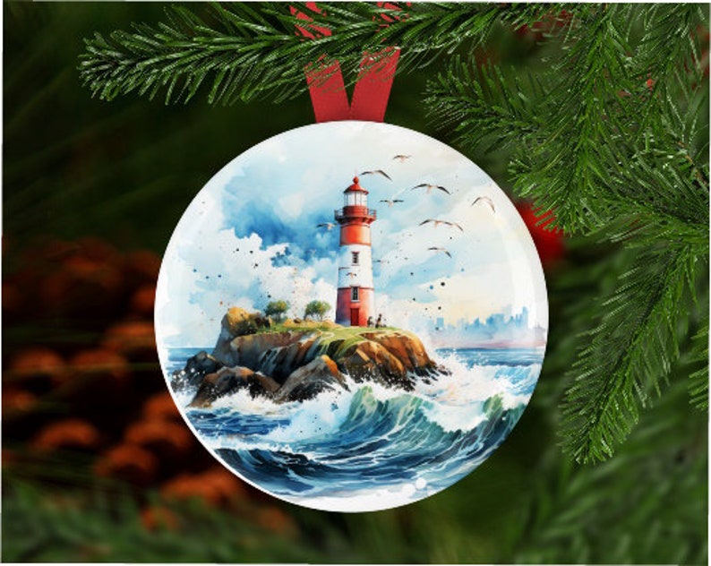 Lighthouse Christmas Ornament, Lighthouse Christmas, Lighthouse Gift ...