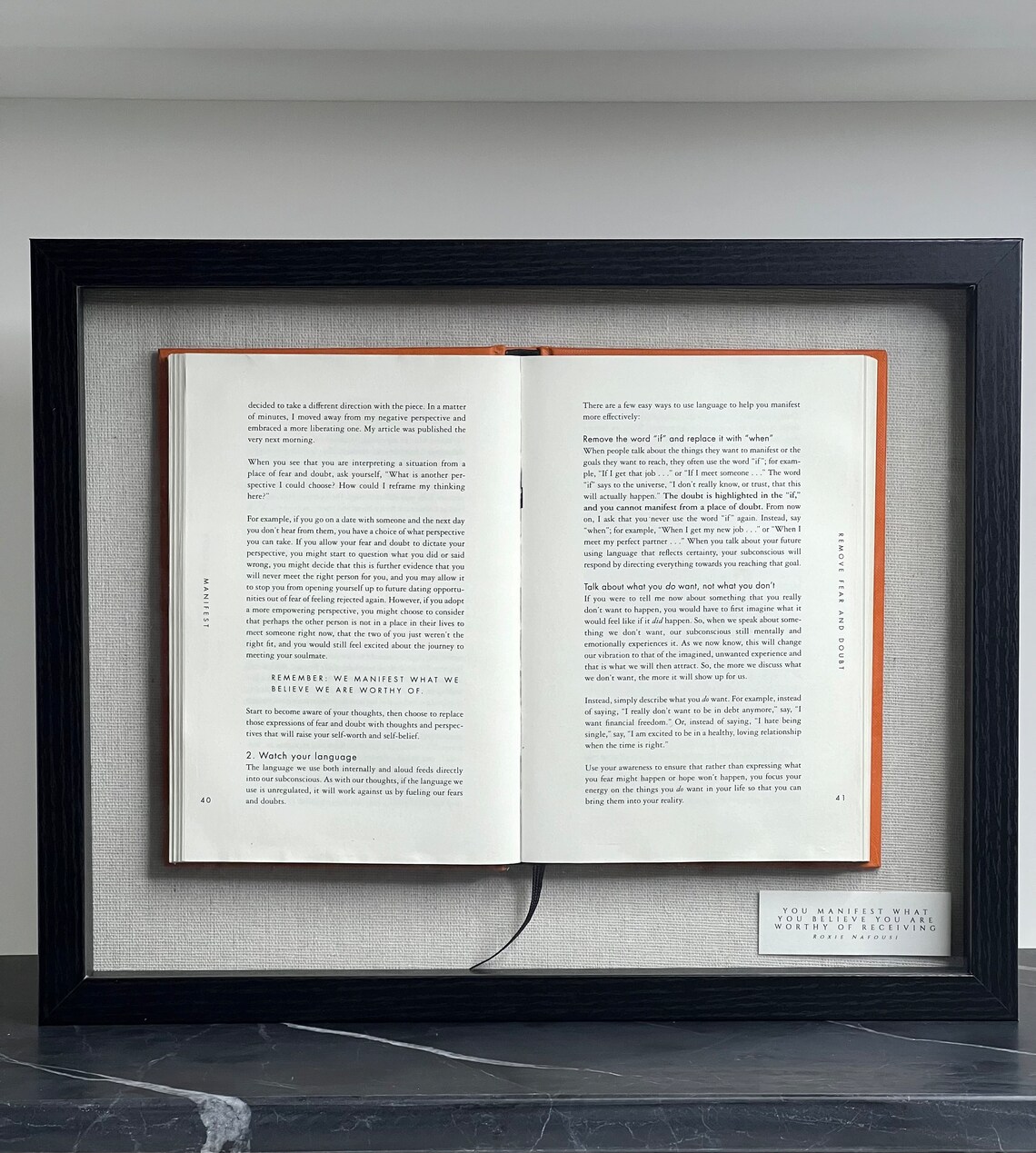 Custom Framed and Mounted Book Open to Favorite Quote-unique Gift/home ...