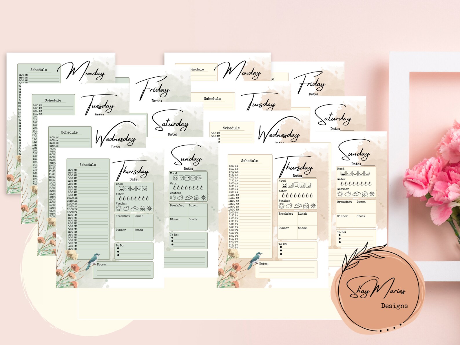 Printable Planner Watercolor Bird Bundle - Instant Digital Download ...