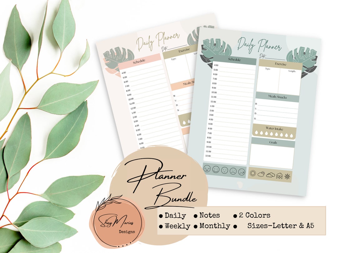 Printable Planner Instant Digital Download Bundle - Daily , Weekly ...