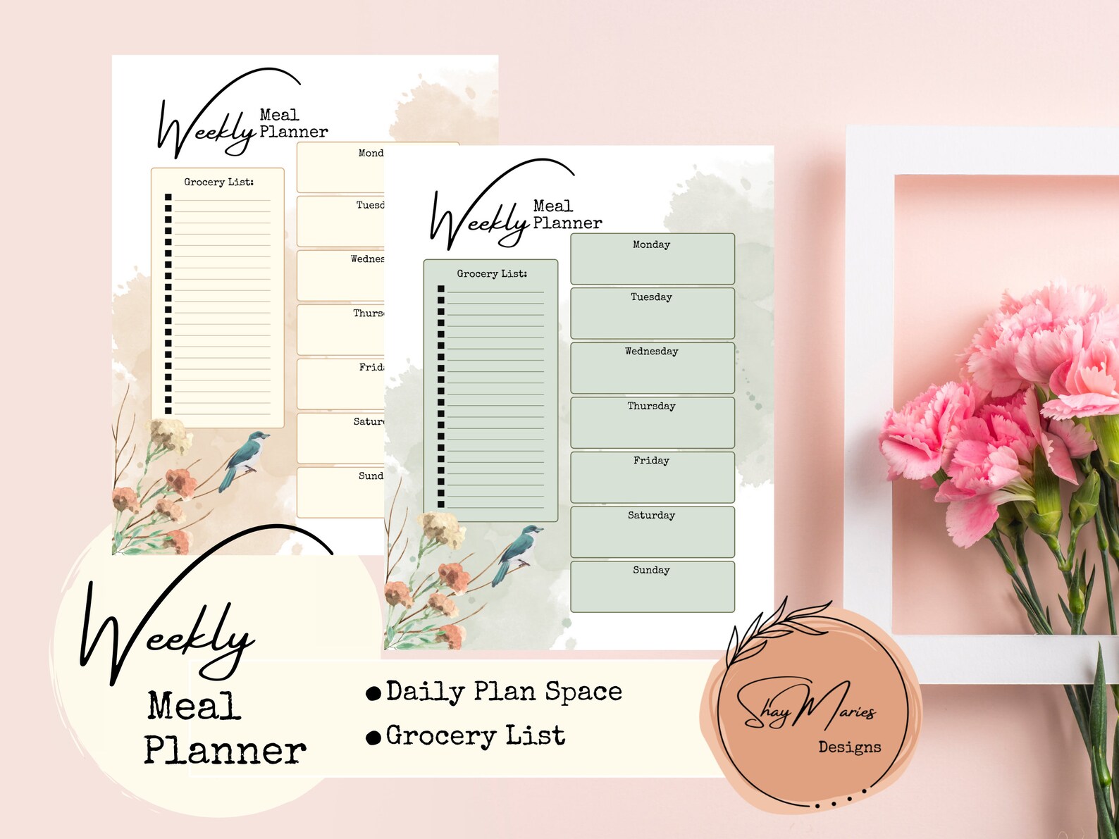 Printable Planner Watercolor Bird Bundle - Instant Digital Download ...