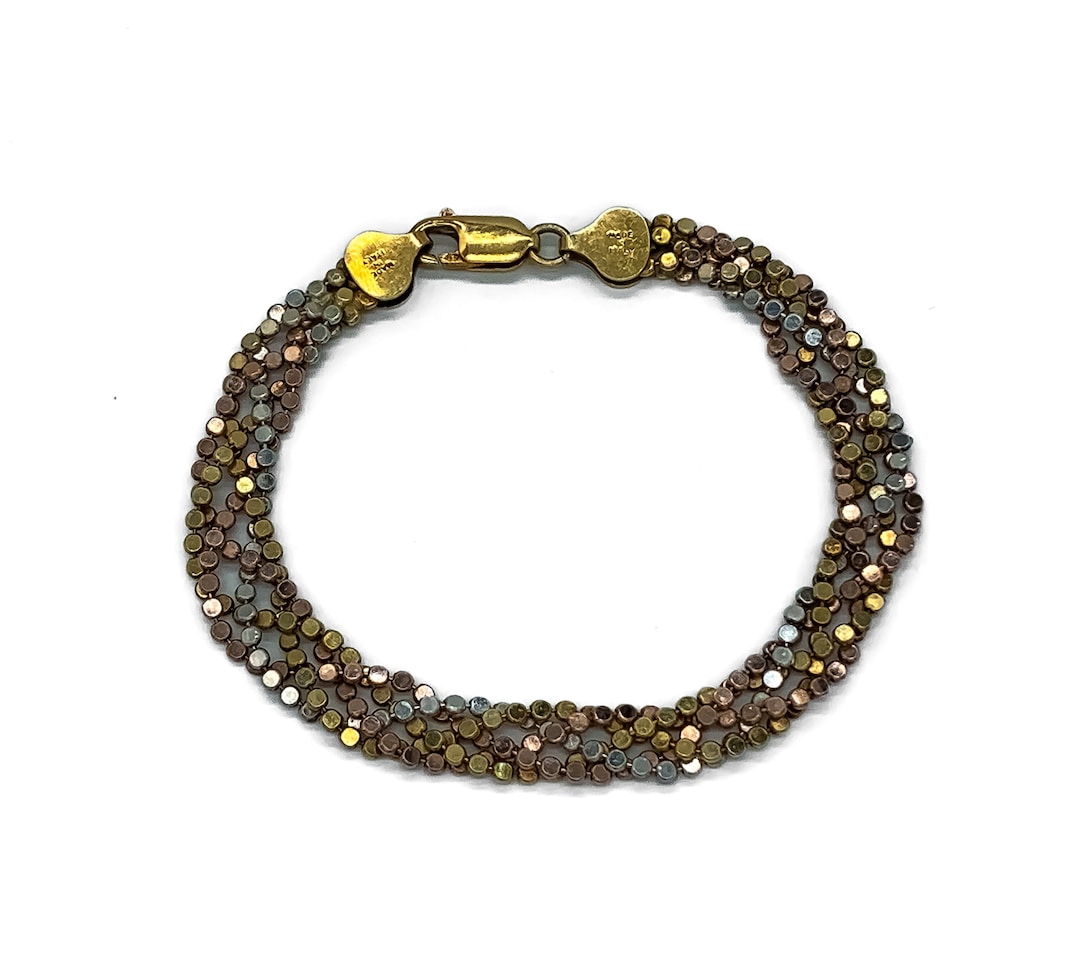 Vintage Tri-color Braided Ball Chain Bracelet: Sterling Silver ...