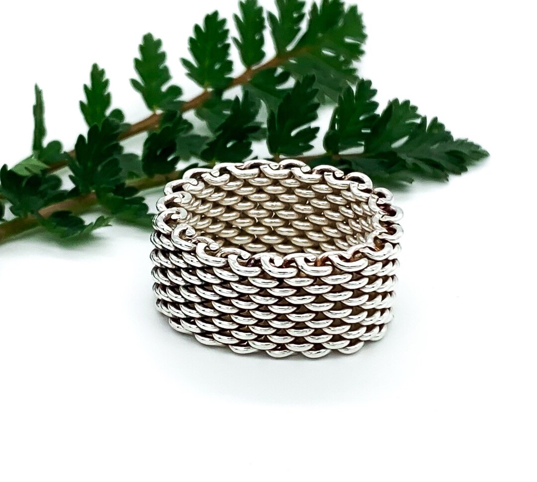Vintage Sterling Silver Chainmail Mesh Band Ring Size 6.25/ - Etsy