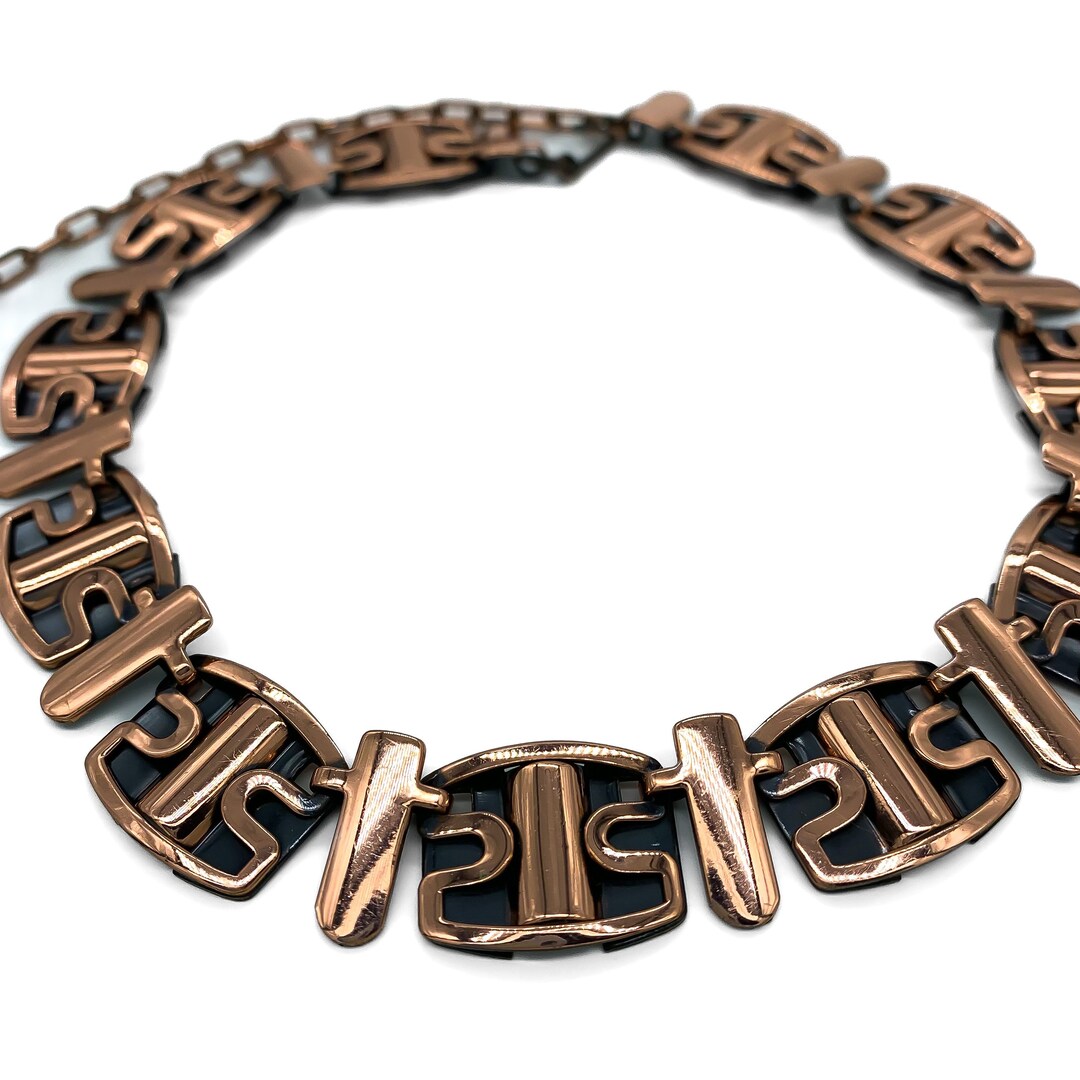 Vintage Modernist Copper Link Collar Necklace 18/ Vintage Copper ...