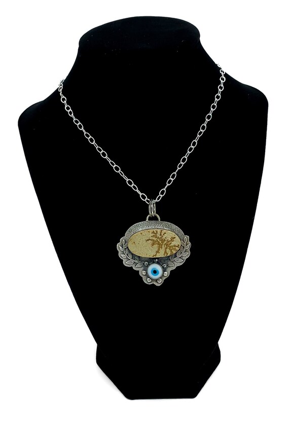 Fossil evil eye necklace store