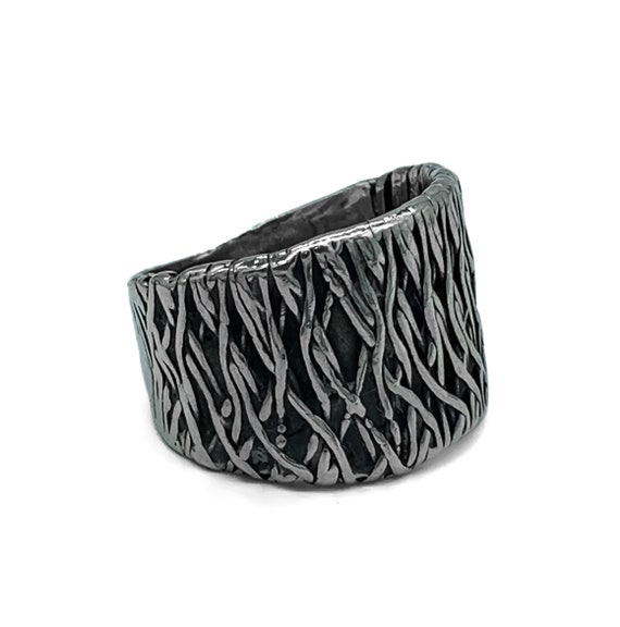 Vintage Brutalist Modernist Wire Textured Sterling Si… - Gem