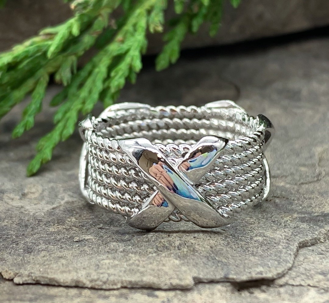 Vintage Designer Style Sterling Silver X Embrace Cable Twist Band Ring ...
