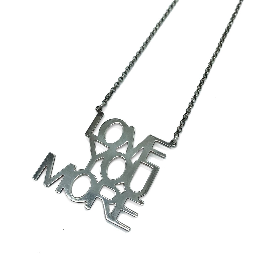 Vintage Sterling Silver LOVE YOU MORE Script Pendant Necklace 18 ...
