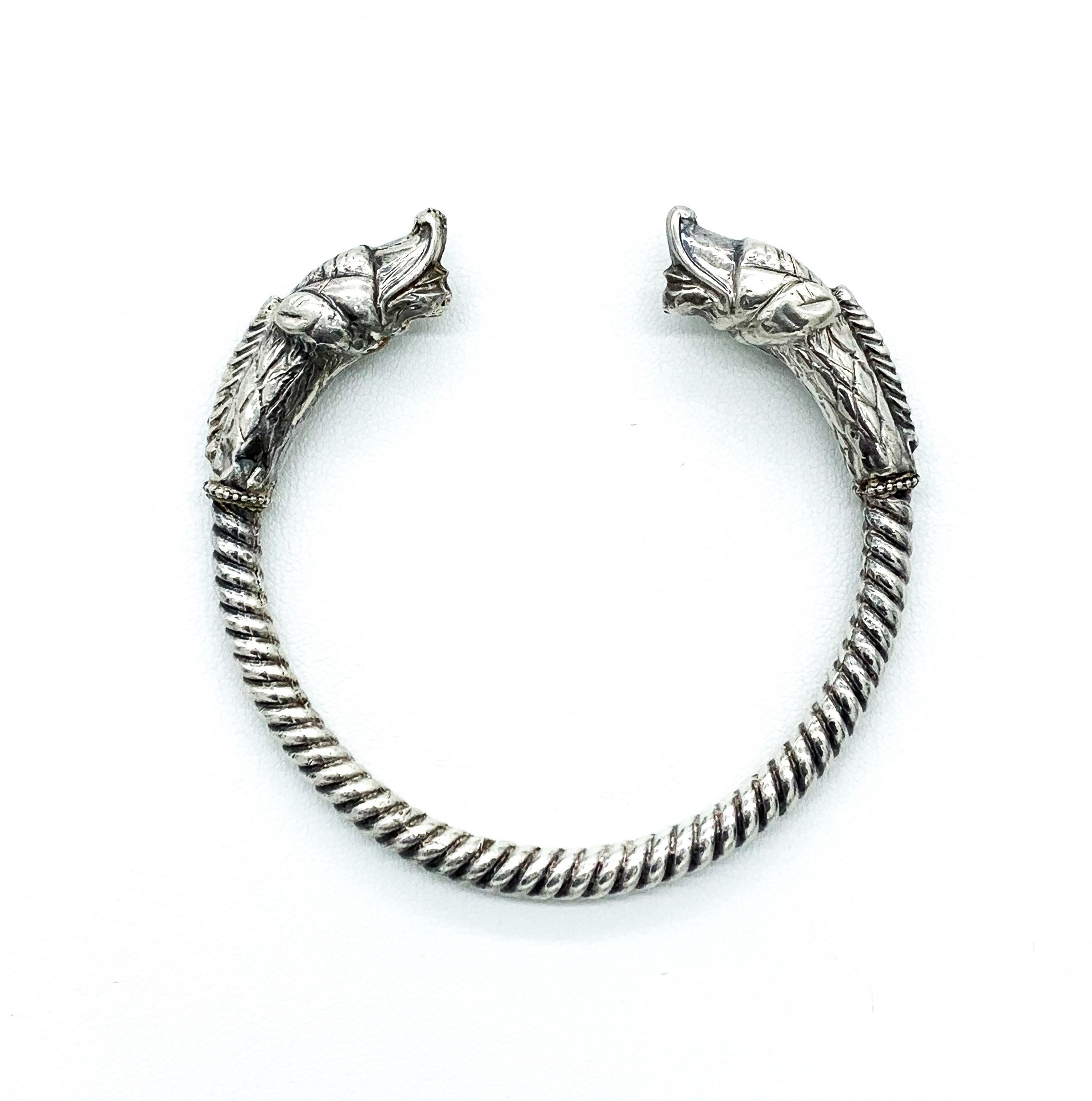 Antique Vintage Norse Viking Sterling Silver Wolf Head Cable - Etsy