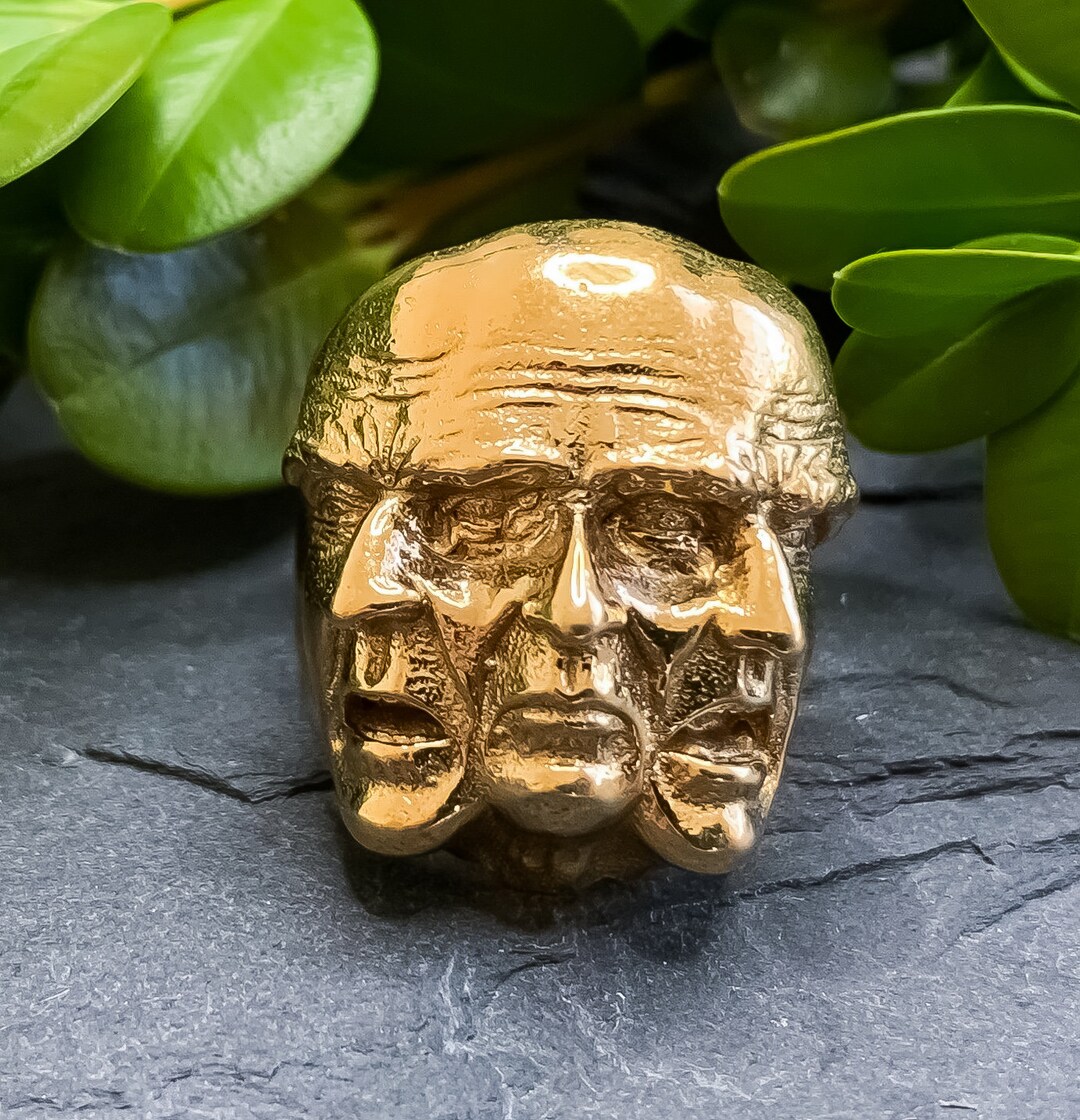 Vintage Sculptural Sterling Silver Bronze Many Faces Ring Size 6.5 ...