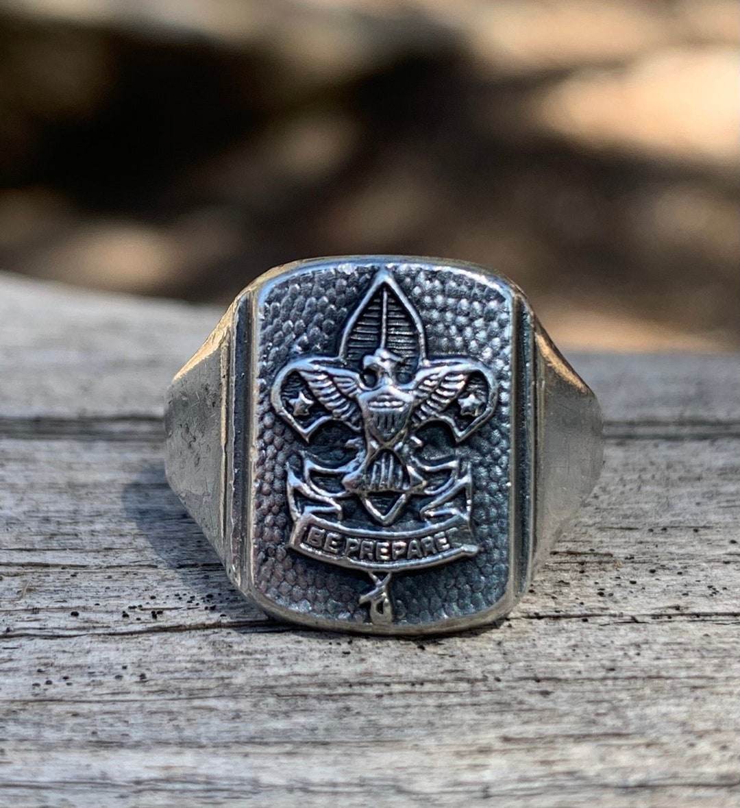 Vintage Mid Century Sterling Silver Boy Scout Eagle Scout Signet Ring ...