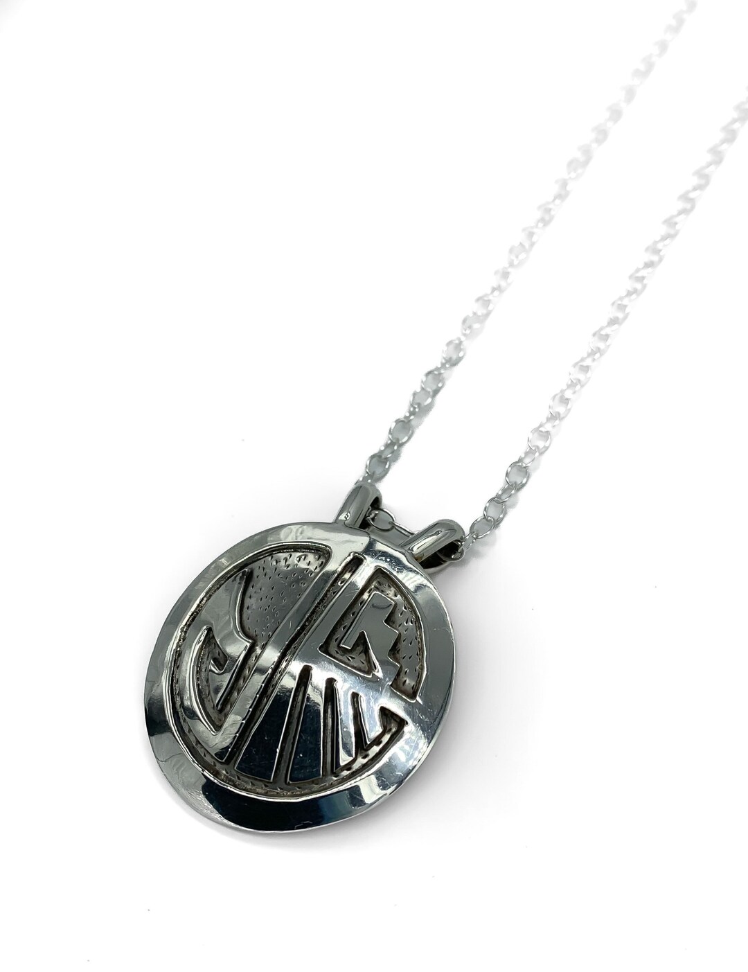 Vintage Big Native American Sterling Silver Medallion Pendant Necklace ...