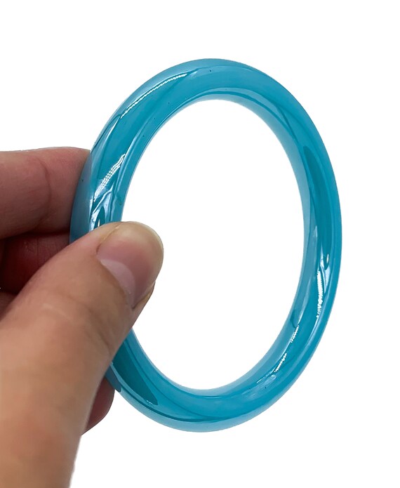 Vintage Iridescent Baby Blue Art Glass Bangle Bracele… - Gem