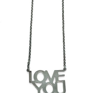 Vintage Sterling Silver LOVE YOU MORE Script Pendant Necklace 18 ...
