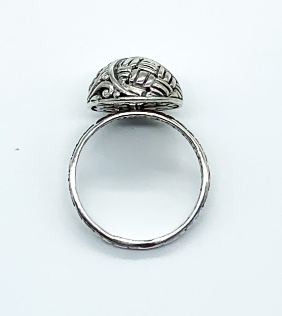 Vintage Sarda Sterling Silver Scroll Dome Ring Size 8… - Gem