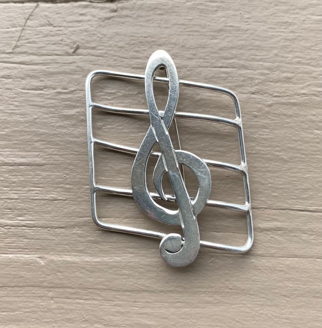 Vintage Taxco Sterling Silver Musical Note Pin Brooch/ Sterling Silver ...