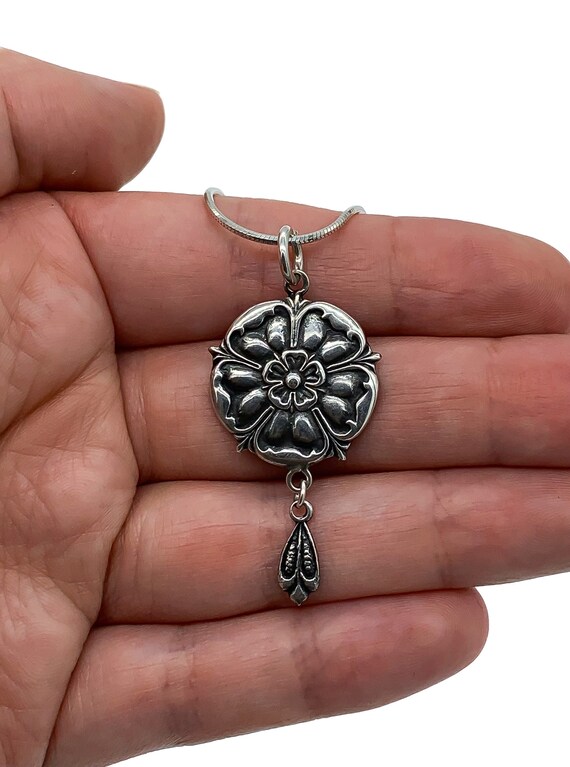 Antique Victorian Sterling Silver Poppy Flower Pendan… - Gem