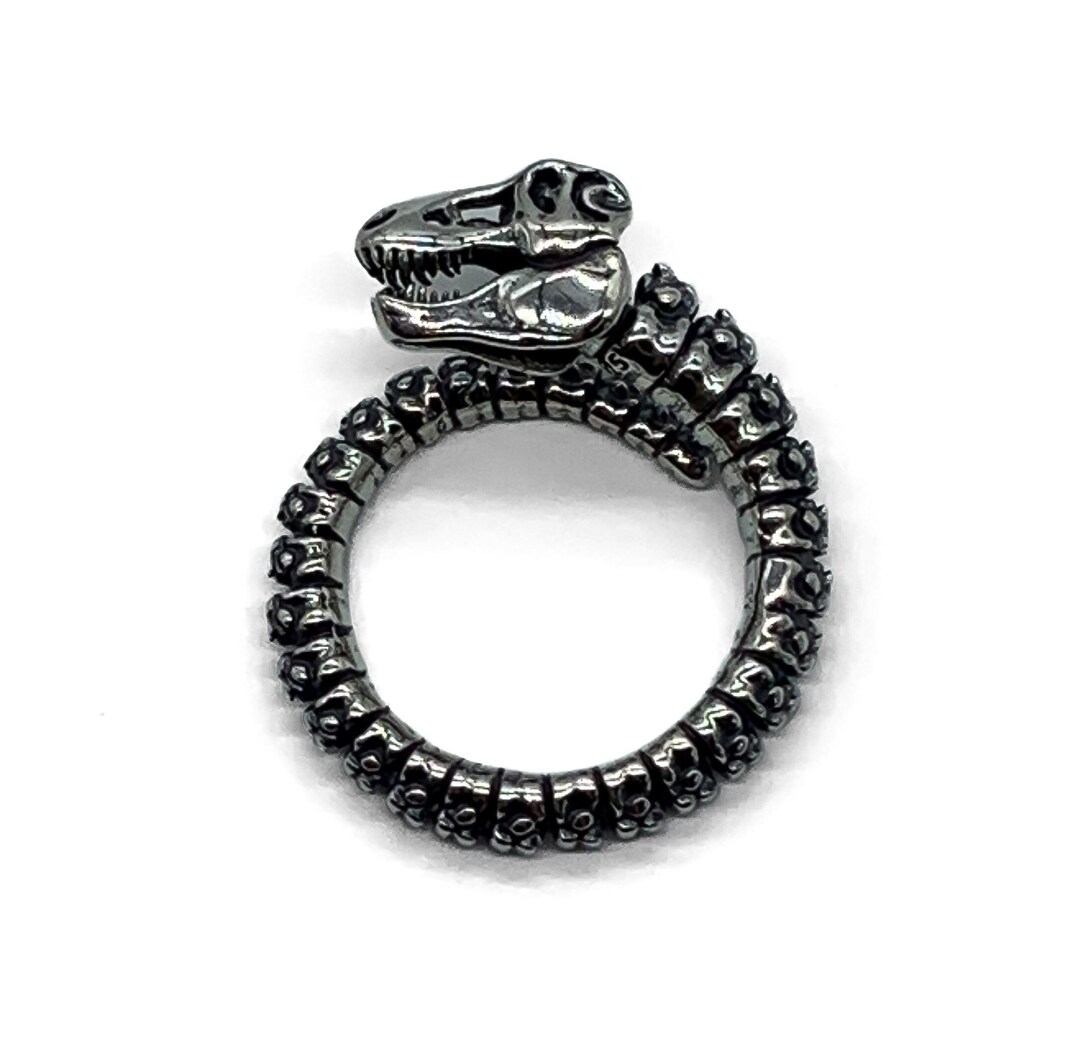 Vintage Sterling Silver T-rex Dinosaur Skeleton Bypass Ring Size 8 ...