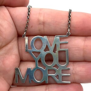 Vintage Sterling Silver LOVE YOU MORE Script Pendant Necklace 18 ...