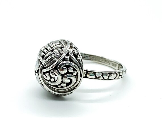Vintage Sarda Sterling Silver Scroll Dome Ring Size 8… - Gem