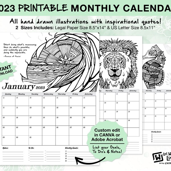 Inspirational Quotes Wall Calendar 2023 - Etsy