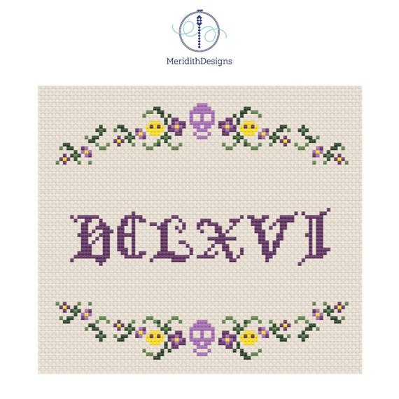 Cross Stitch Pattern DCLXVI Roman Numeral 666 Halloween - Etsy