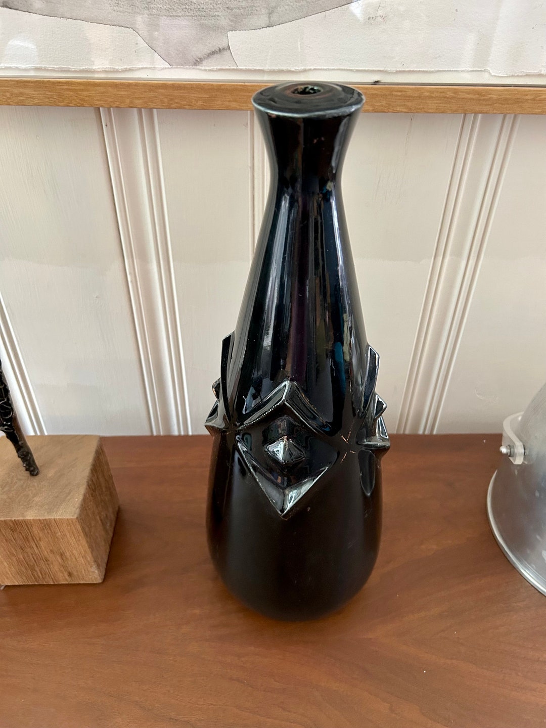 Vintage Mid Mod Ceramic Vase With Diamond Motif - Etsy