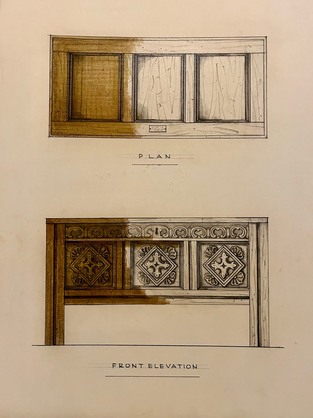 Original Scale Drawing of an English Storage Chest Circa 1600 by Scott ...