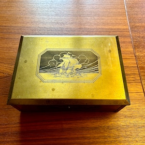 Fine Etched Brass Nautical Jewelry Box by Grammes - Etsy