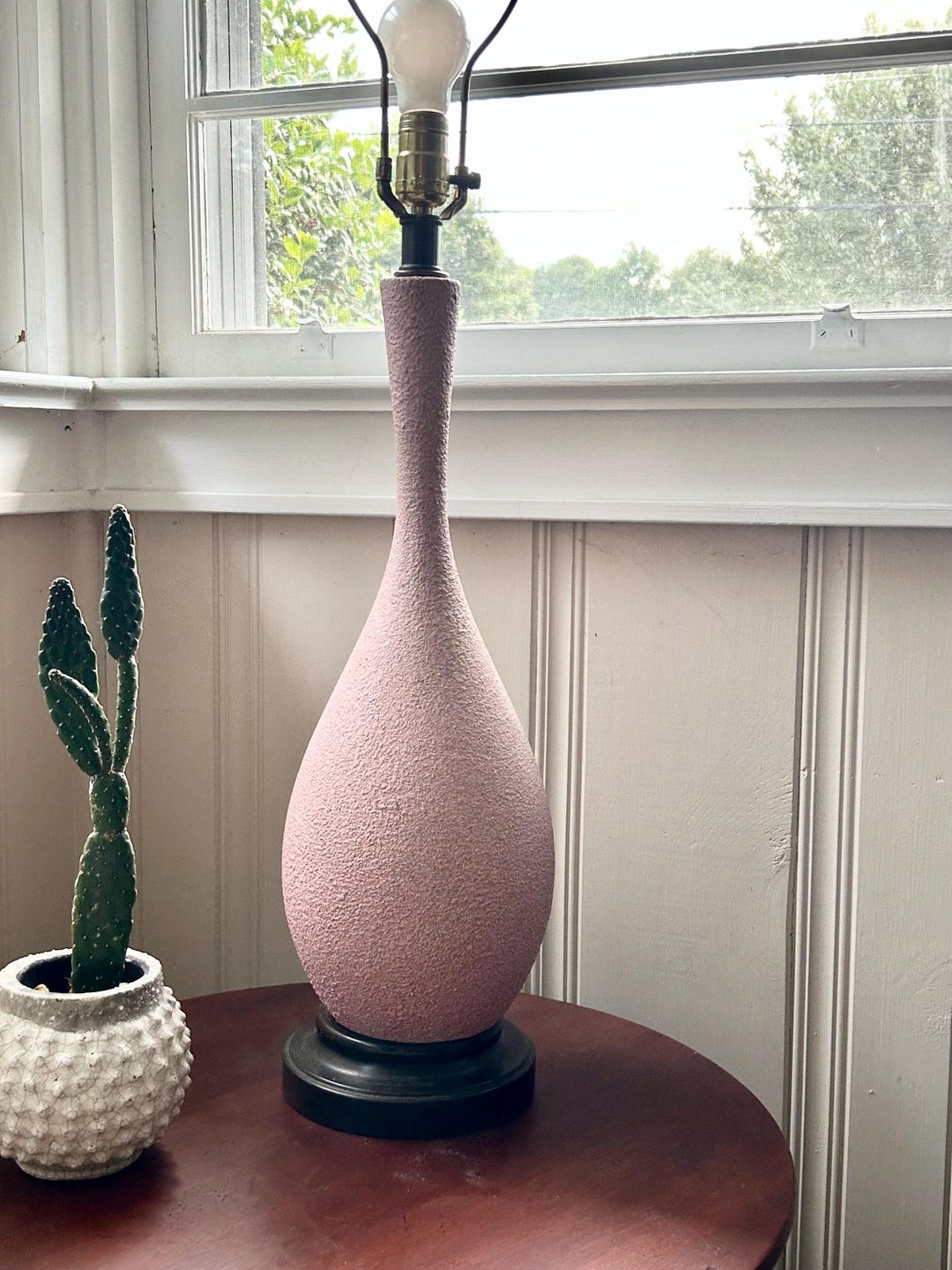 Vintage Mid Mod Ceramic Table Lamp With Pebble Texture Finish - Etsy