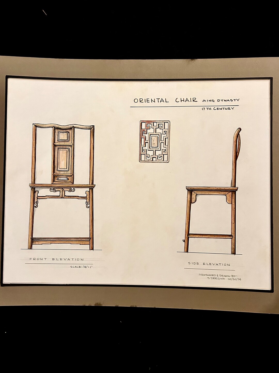 Original Scale Drawing of a Ming Chair by Scott Dergins - Etsy