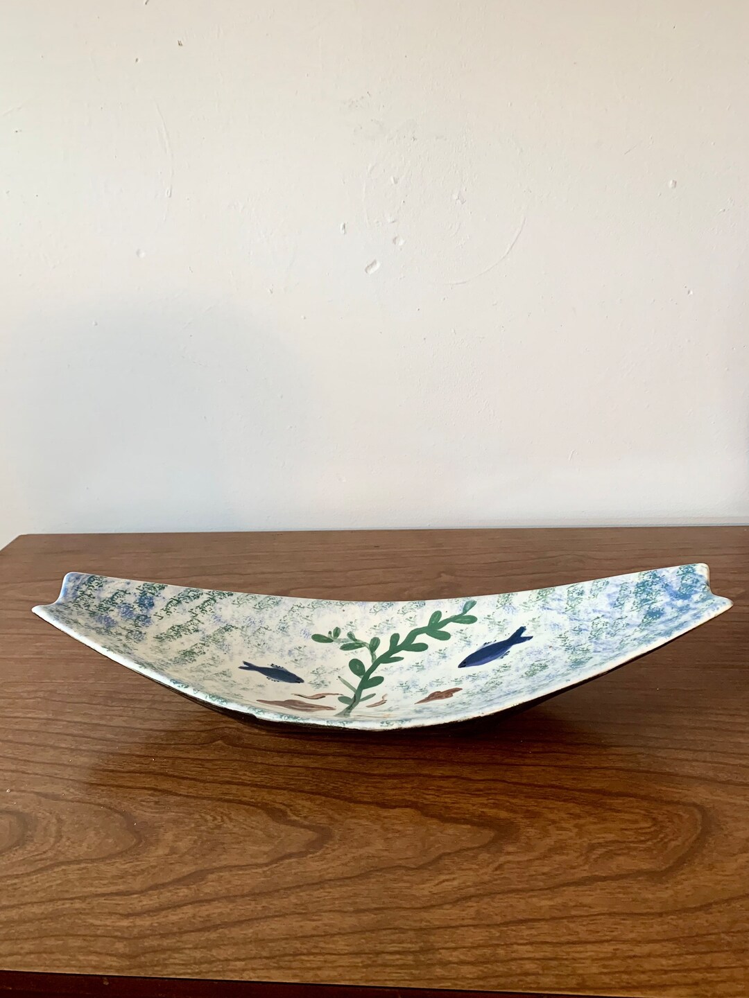 Large Hand Painted Ceramic Boat Shaped Serving Dish - Etsy