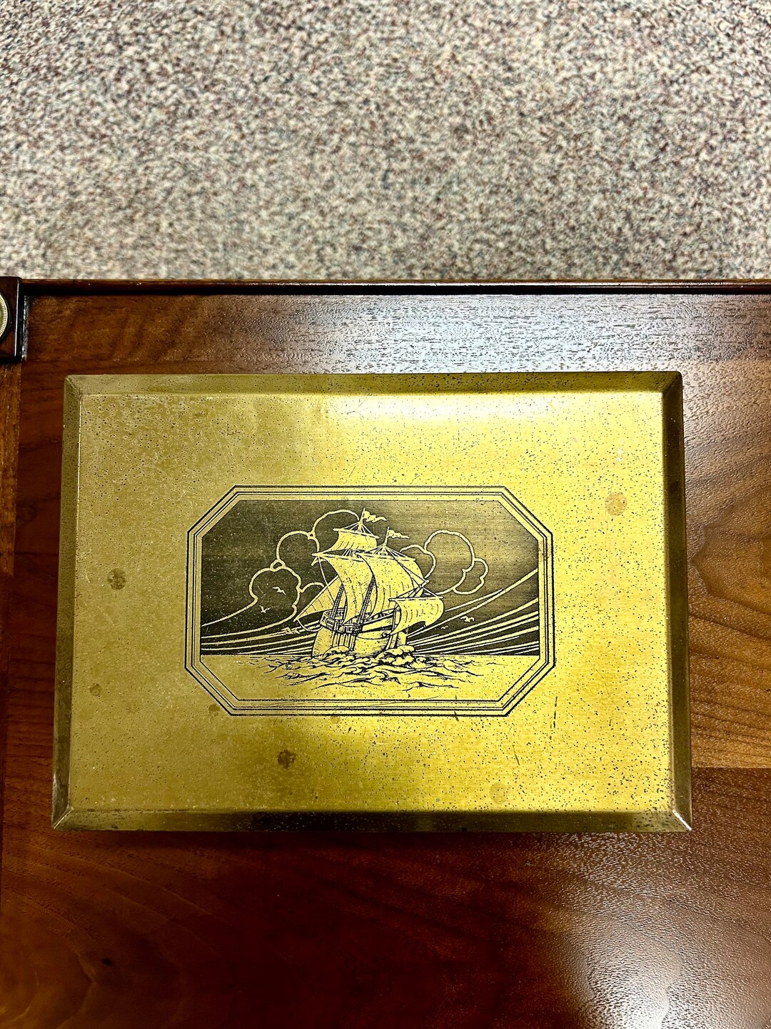 Fine Etched Brass Nautical Jewelry Box by Grammes - Etsy