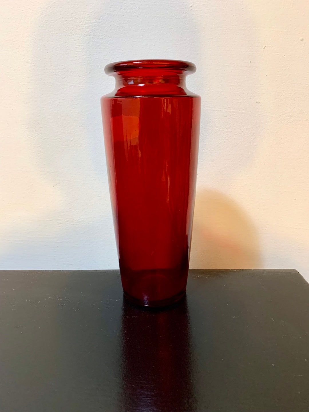 Modern Cranberry Glass Vase - Etsy