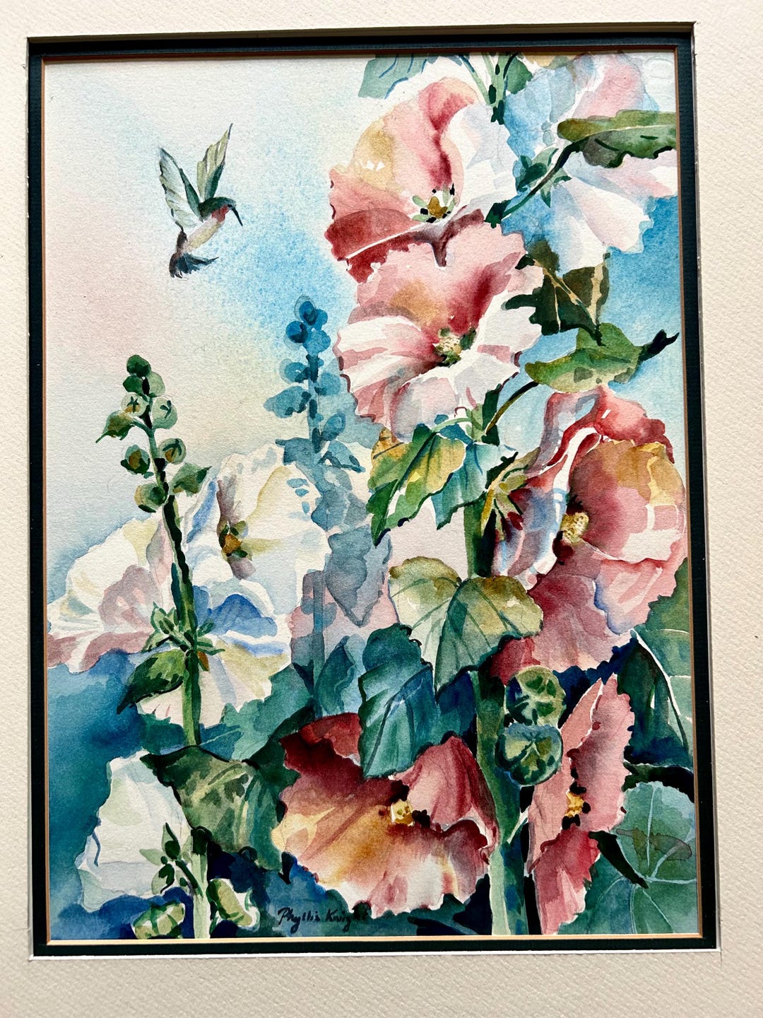 Original Watercolor Painting of Hollyhocks by Phyllis Knight - Etsy
