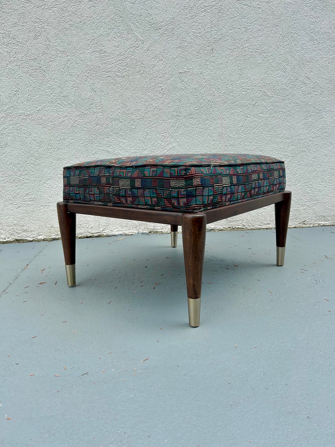 Mid Century Modern Turret Leg Ottoman - Etsy