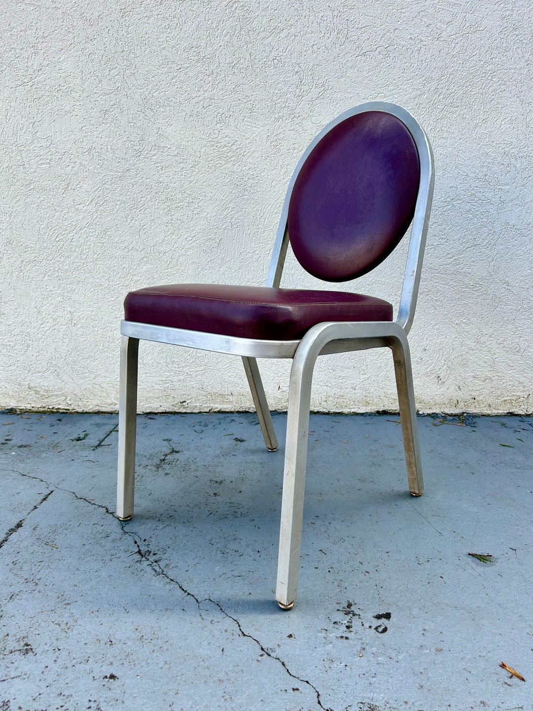Vintage MCM Oval Back Metal Dining Chair - Etsy