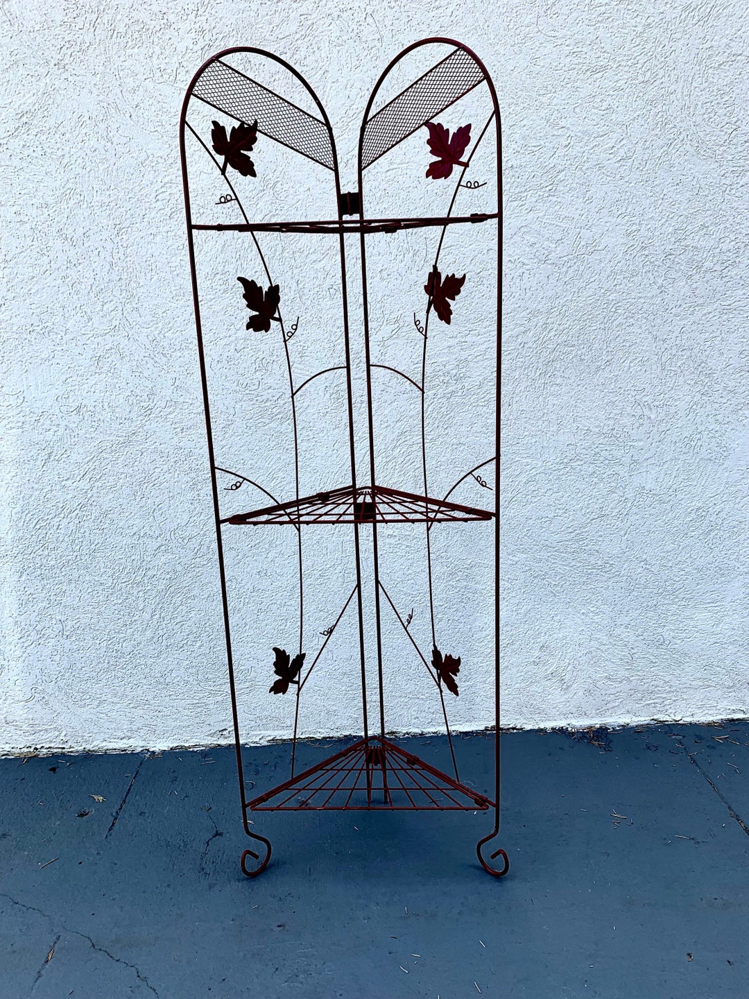Decorative Metal Folding Corner Shelf Screen in Red - Etsy