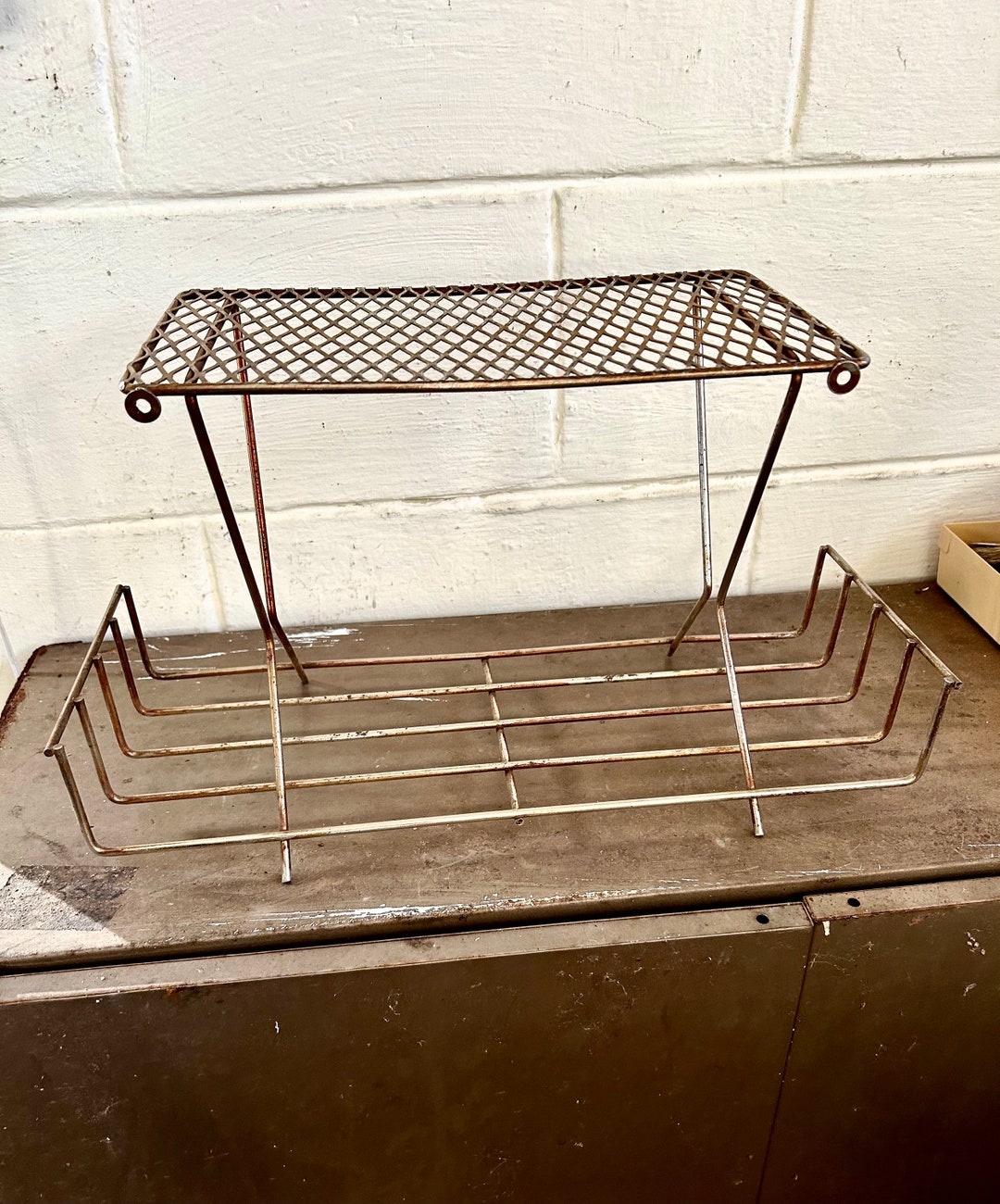 Vintage Wire Metal Shelf Rack - Etsy