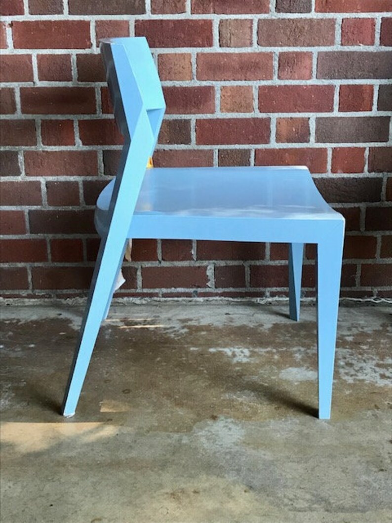 Vintage Angular Architectural Solid Wood Side Chair in Blue - Etsy