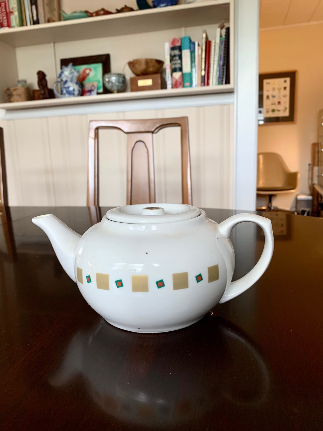 Cute Mid Mod Porcelain Tea Pot - Etsy
