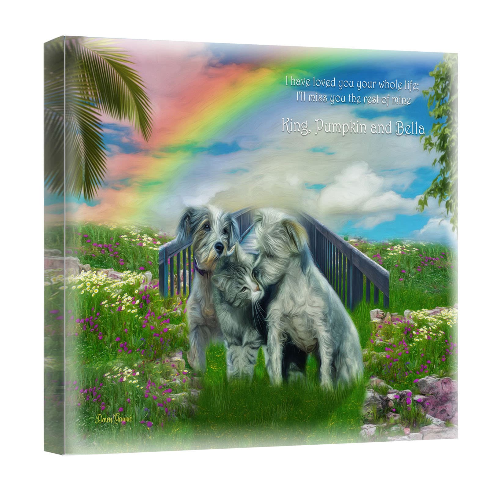 Rainbow Bridge Pet Memorial Portrait | Memorial Dog | Cat Heaven ...