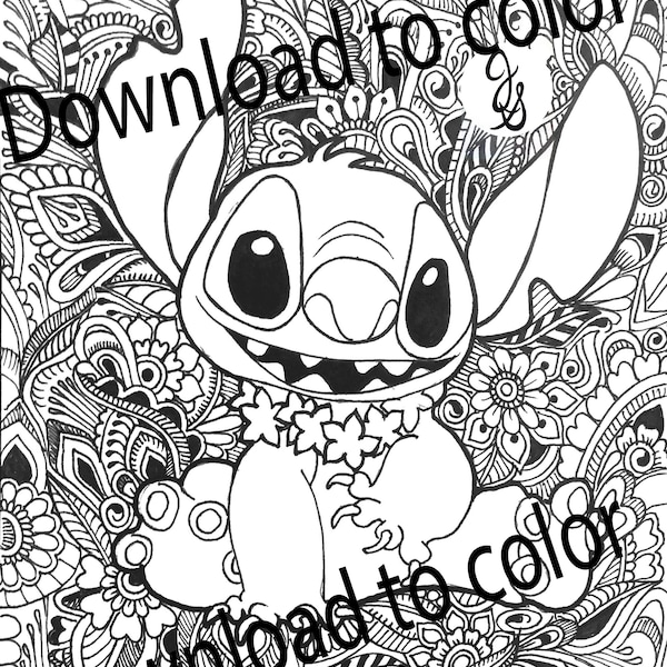 Stitch Christmas Coloring Page - Etsy