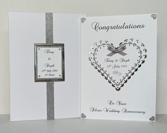 Silver Wedding Card - Etsy UK